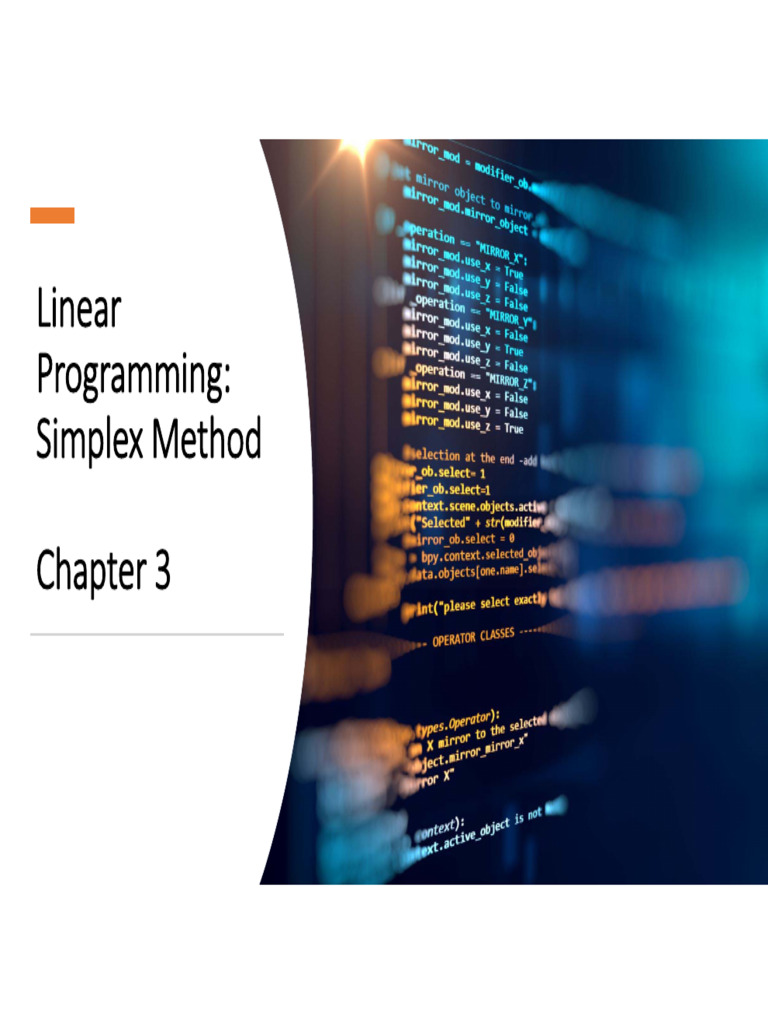Ch 3 Simplex Method Part1 1 Pdf Mathematical Optimization Linear Programming
