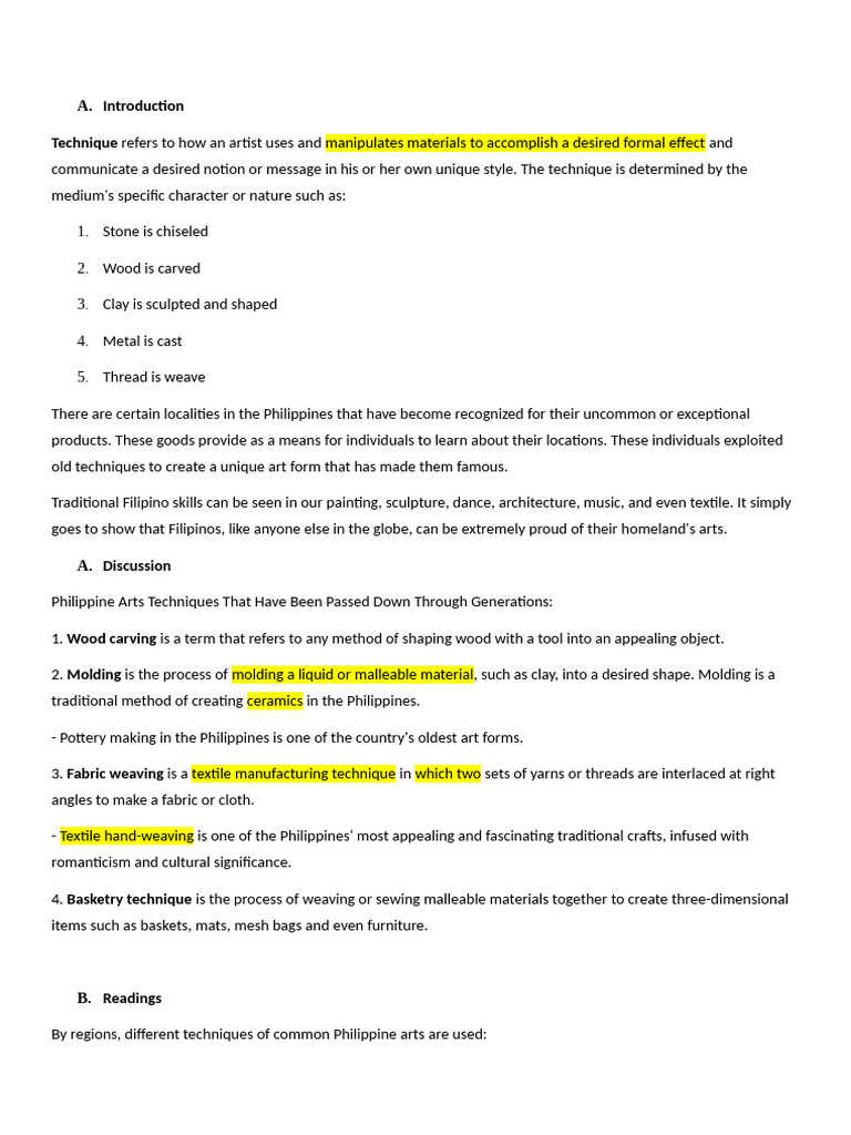 Cpar-Reviewer-Quarter 2 | PDF | Weaving | Textiles