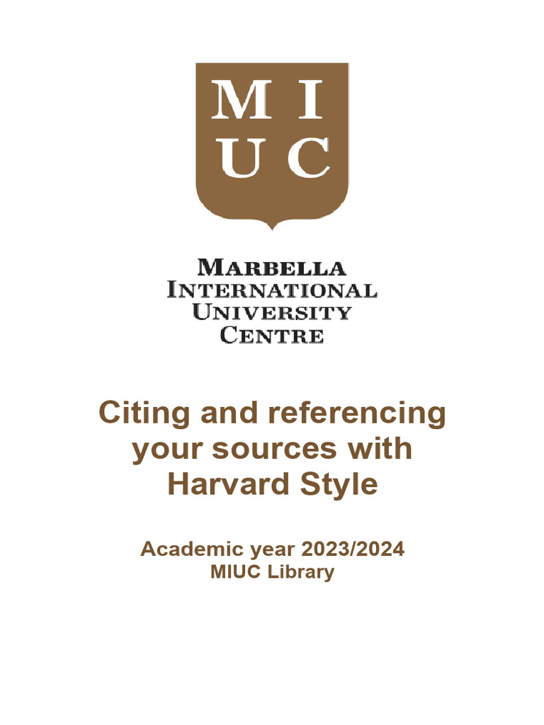 CITING AND REFERENCING YOUR SOURCES_MIUC 2023_2024 | PDF | Citation ...
