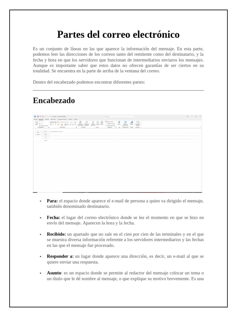 Guía de Partes del Correo Electrónico | PDF | Informática | Internet