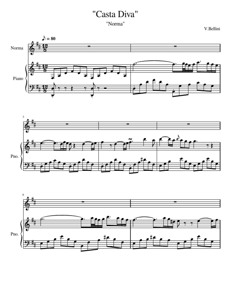 Bellini Norma Casta Diva | PDF | Italian Music | Opera