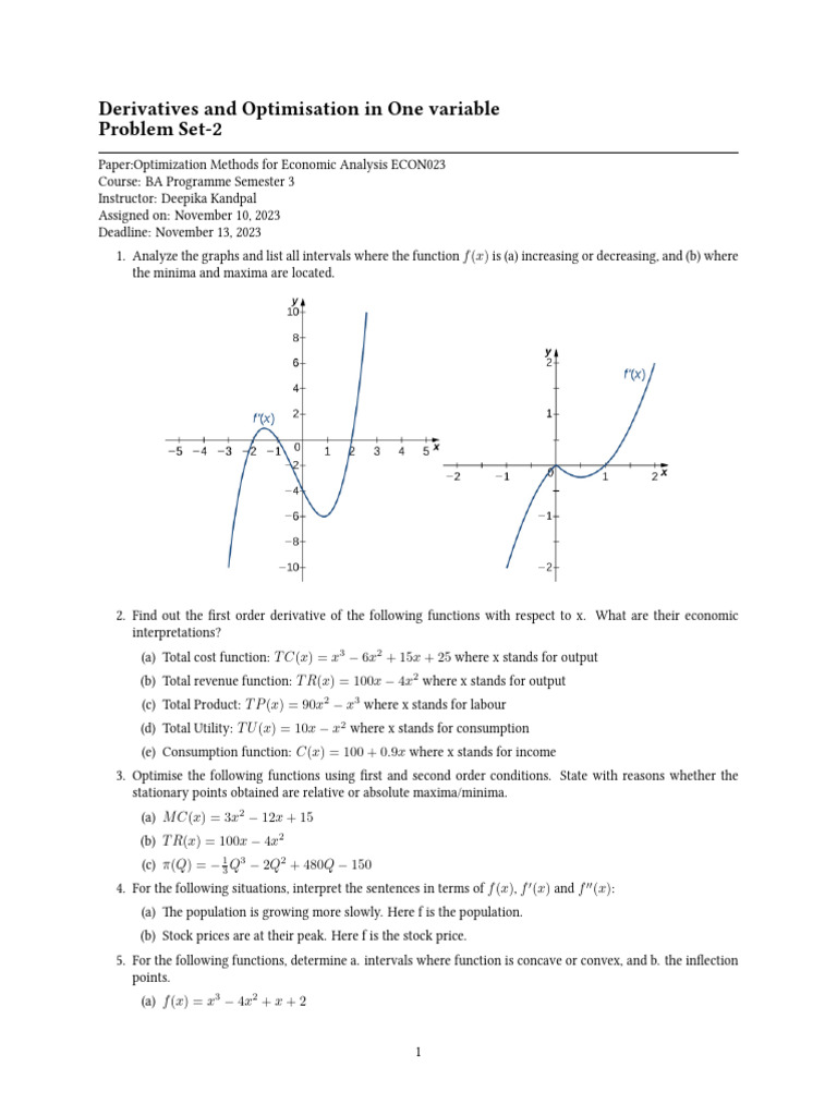 Optimisation Pset 2 | PDF