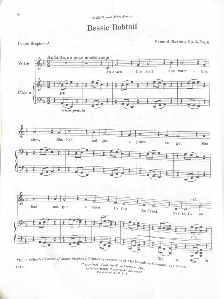 Bessie Bobtail (Samuel Barber) | PDF