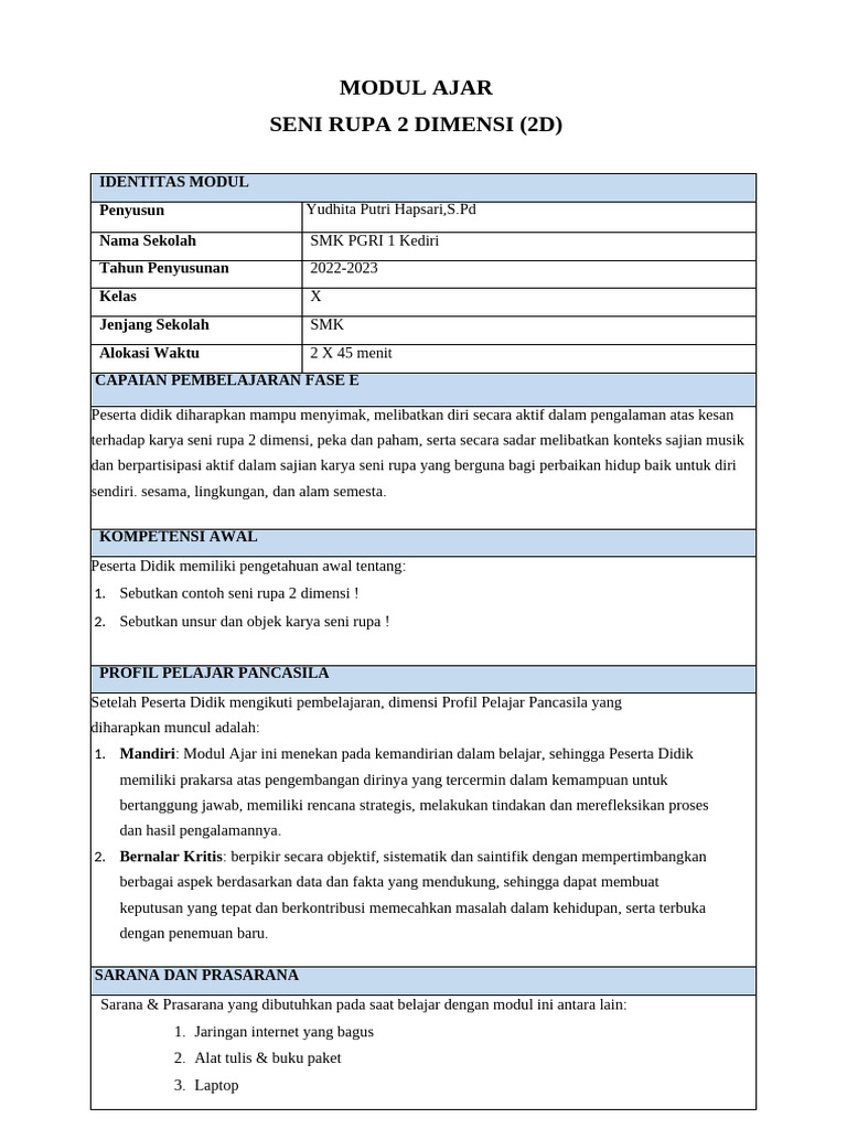 MODUL AJAR SB_2D _ UNSUR | PDF