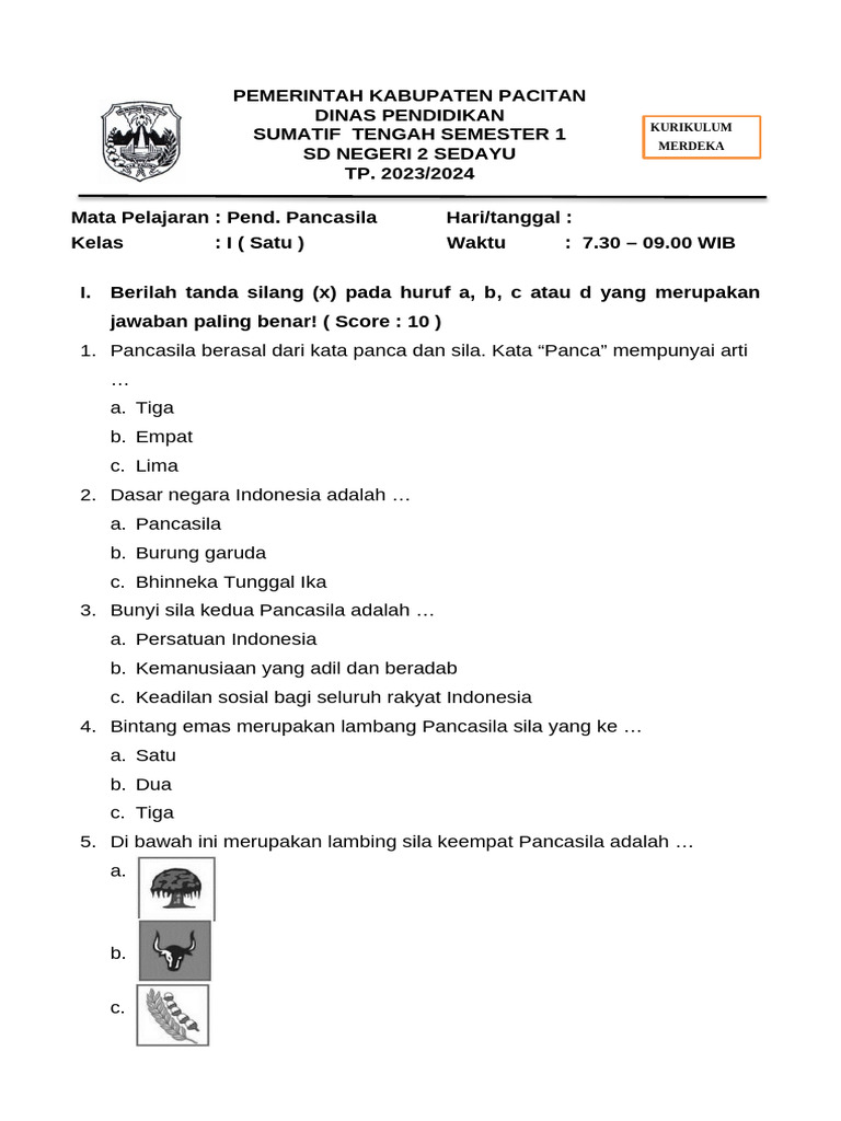 STS PPKN Kelas 1 | PDF