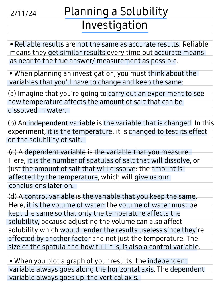 Planning A Solubility Investigation | PDF