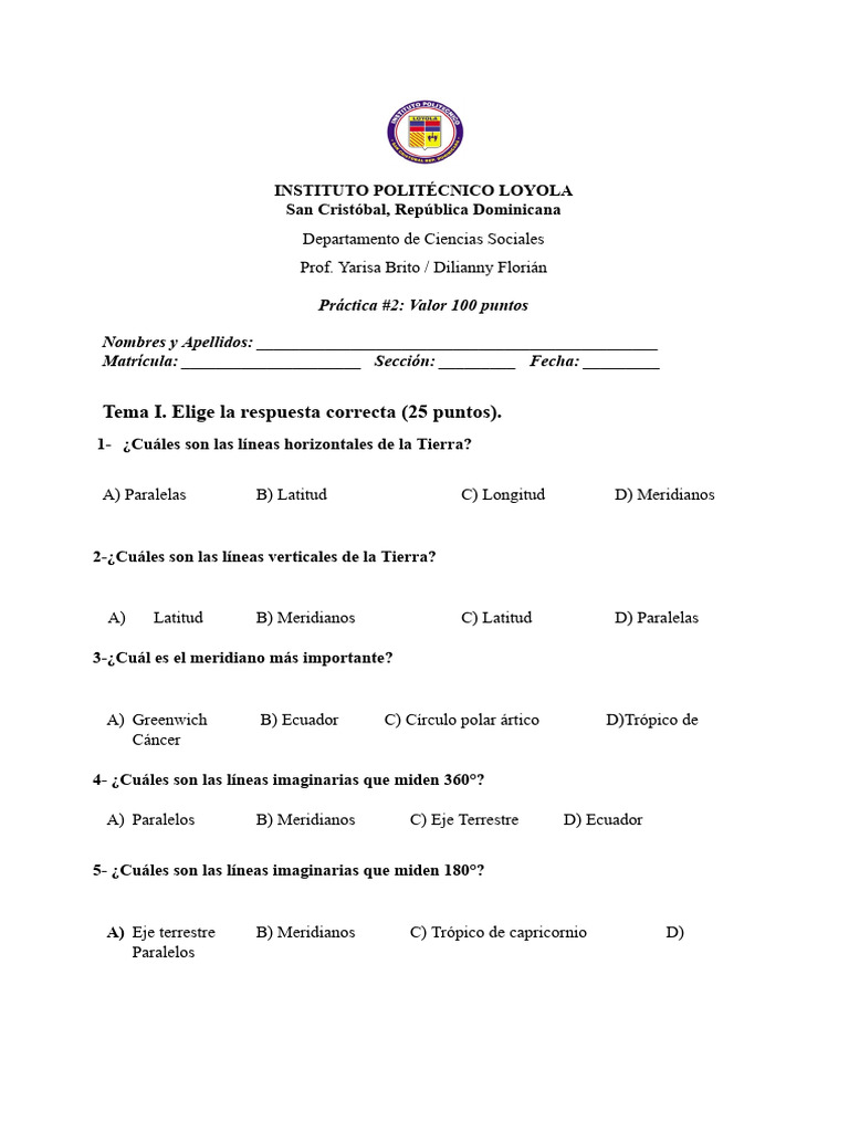 Pr-Ctica de L-Neas Imaginarias-Cordenadas y Mapas | PDF | Tierra | Ecuador