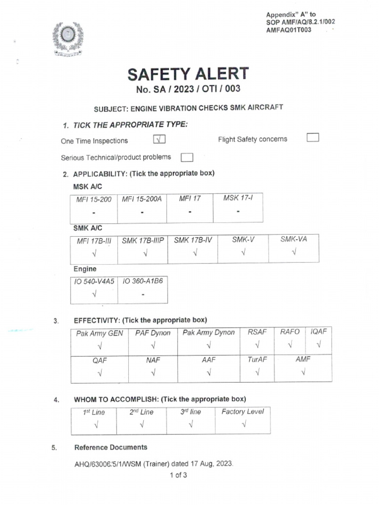 Engine Vibration Checks Smk Aircraft | PDF
