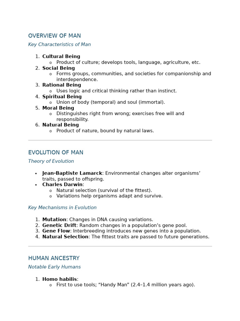 Overview of a Man | PDF | Homo | Human