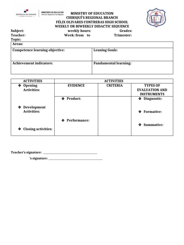 Didactic Sequence template | PDF