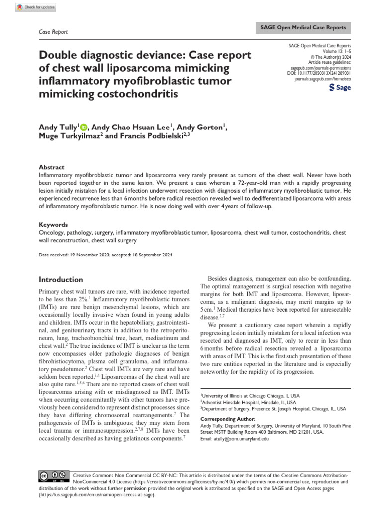 Tully Et Al 2024 Double Diagnostic Deviance Case Report of Chest Wall ...