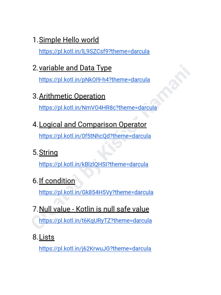 Kotlin by Kishor Ramani | PDF