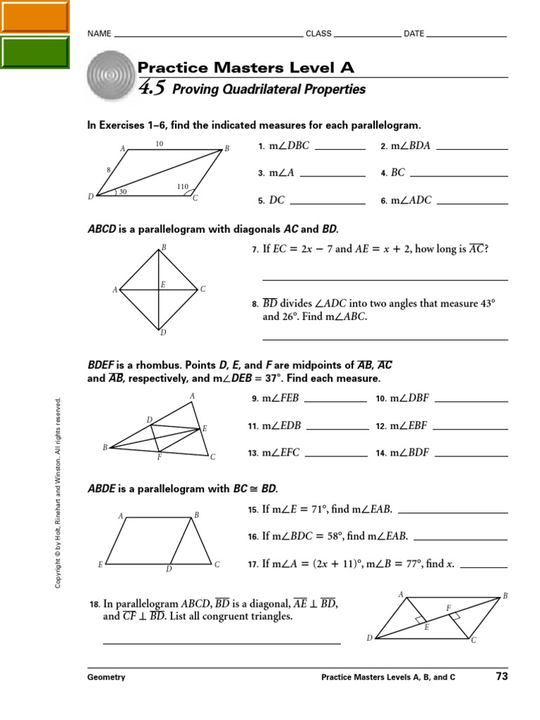 Practice 4 5 A | PDF | Elementary Mathematics | Euclidean Plane Geometry