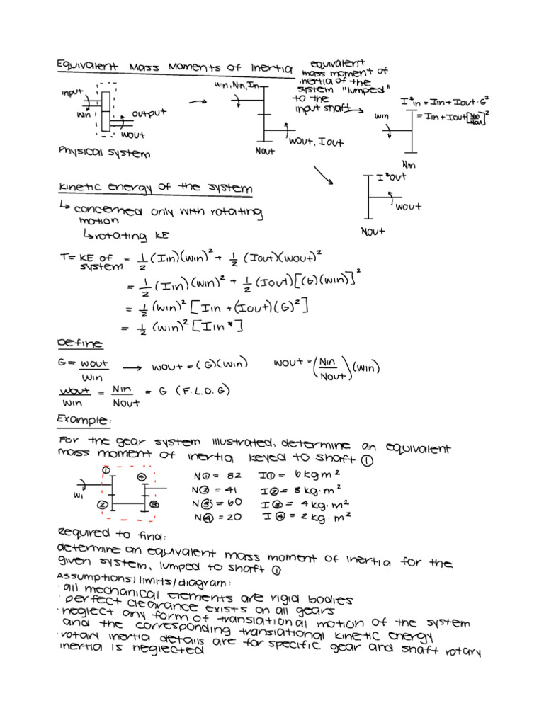 Machine Dynamics - Equivalent Mass Momements of Inertia | PDF | Quantity | Classical Mechanics