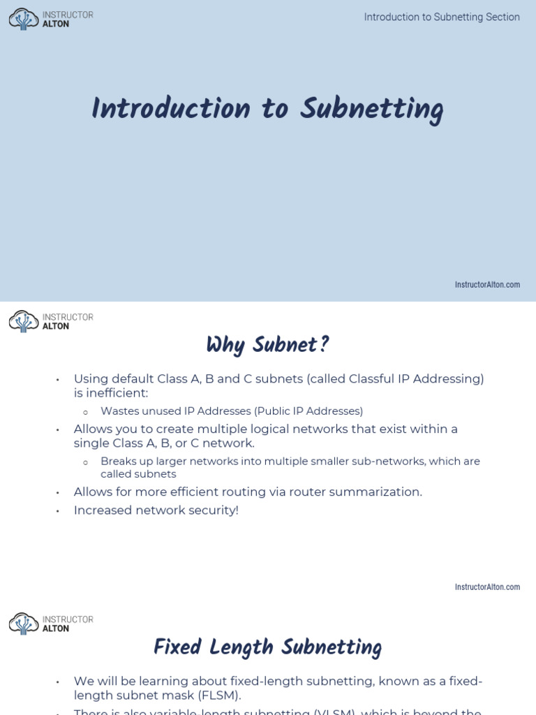 15 - Introduction To Subnetting | PDF | Ip Address | Internet Protocols