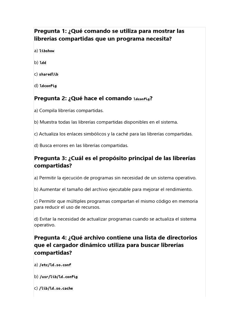 Multiple Choice Librerias Compartidas | PDF