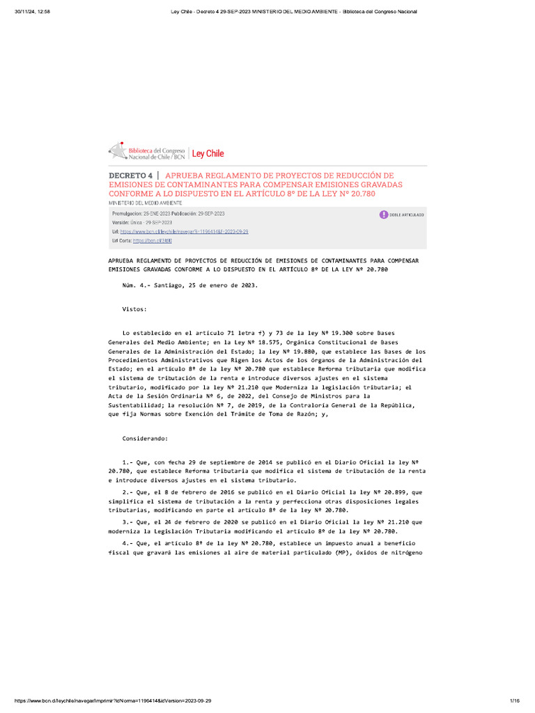 Ley Chile - Decreto 4 29-SEP-2023 MINIS.. | PDF