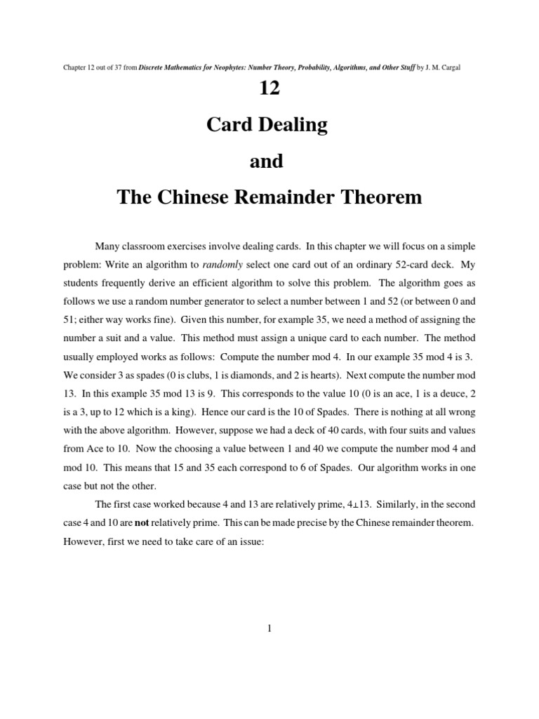 12 Chinese Remainder Theorem | PDF | Integer | Number Theory