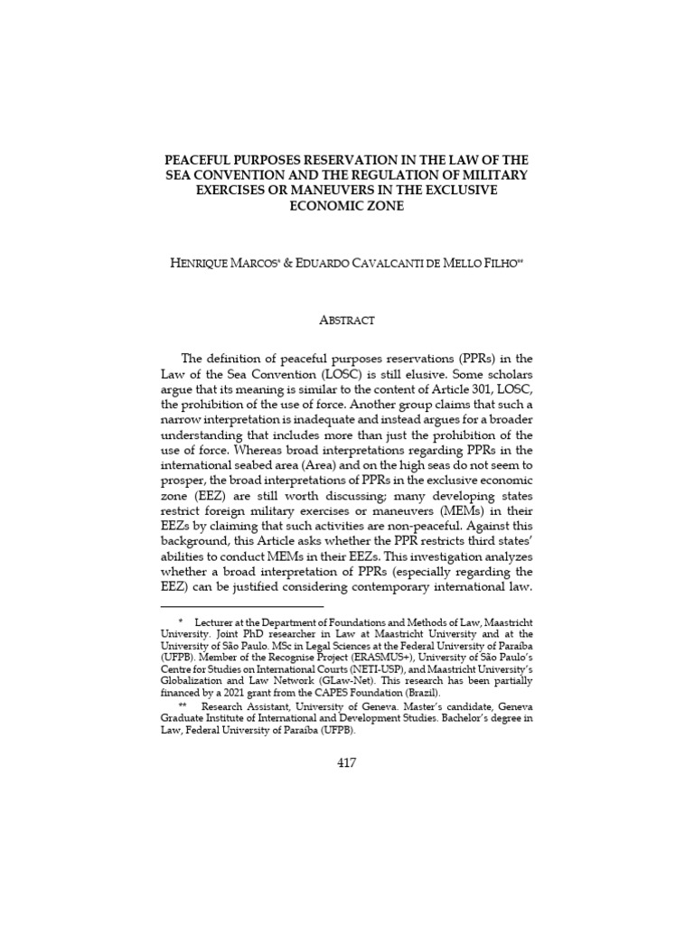 EEZ and Use of Force | PDF | United Nations Convention On The Law Of ...