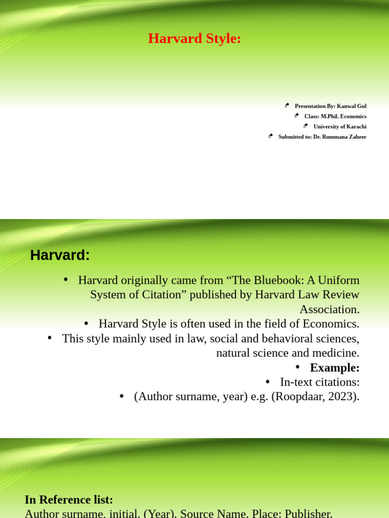 Harvard Style Citation Guide for Economics | PDF