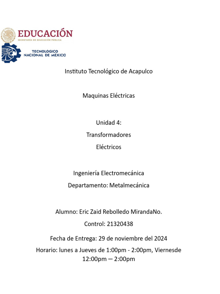 Practica Unidad 4 | PDF | Transformador | Inductor