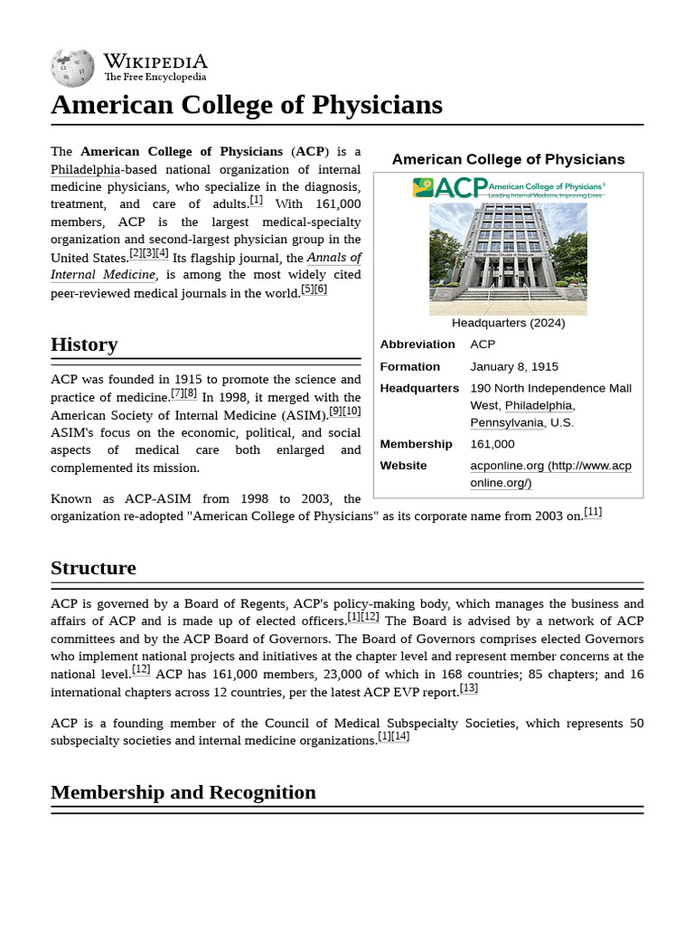 American College of Physicians | PDF | Health Sciences | Health Care