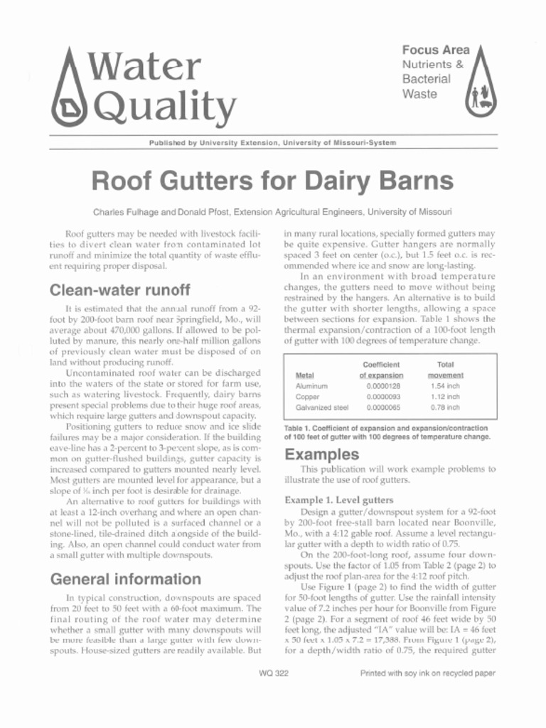 Roof Gutters For Dairy Barns | PDF