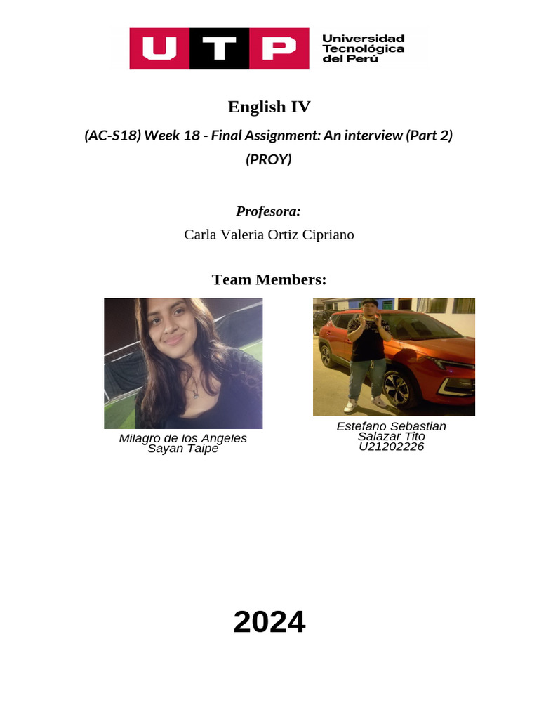 (AC-S18) Week 18 - Final Assignment - An Interview (Part 2) (PROY) | PDF