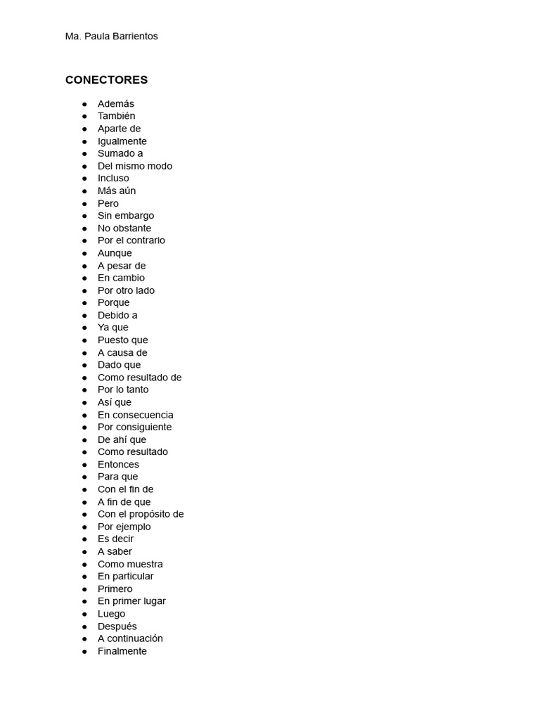 Lista de Conectores en Español | PDF