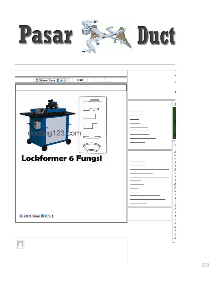 Jual & Sewa Mesin Lock Ducting | PDF | Building Engineering | Temperature