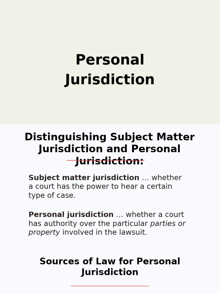 Personal Jurisdiction Intro F24 1 | PDF | Personal Jurisdiction | Jurisdiction