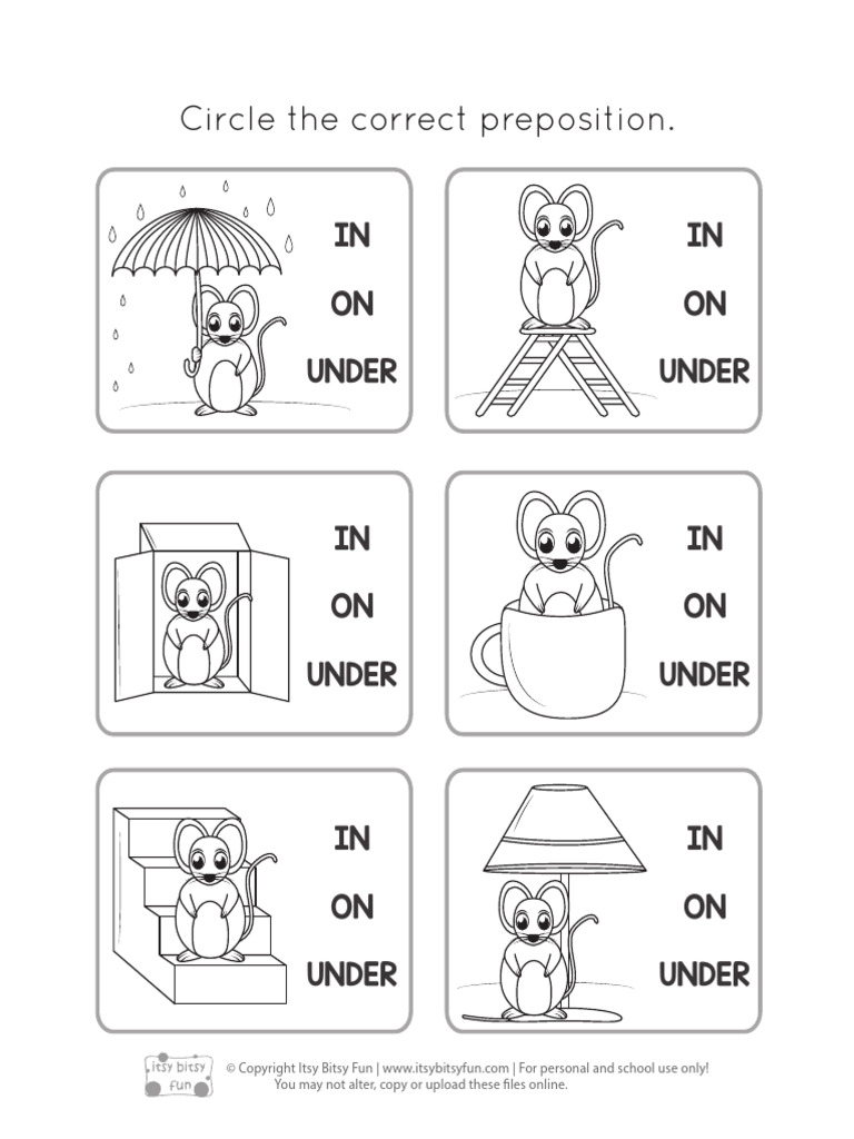 Prepositions of Place in On UNDER | PDF