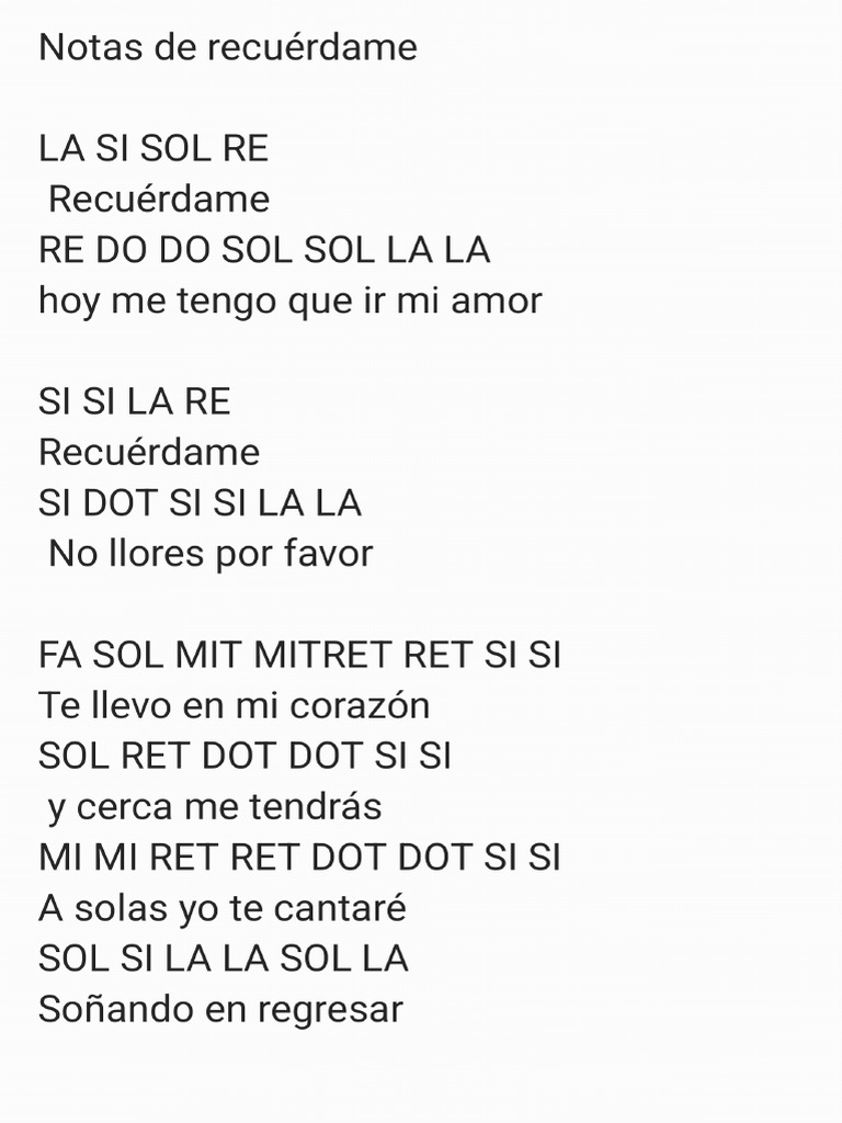 Notas de Recuerdame | PDF