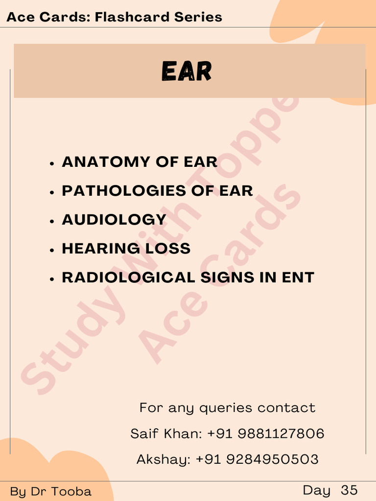 Ace Cards - EnT - Ear | PDF