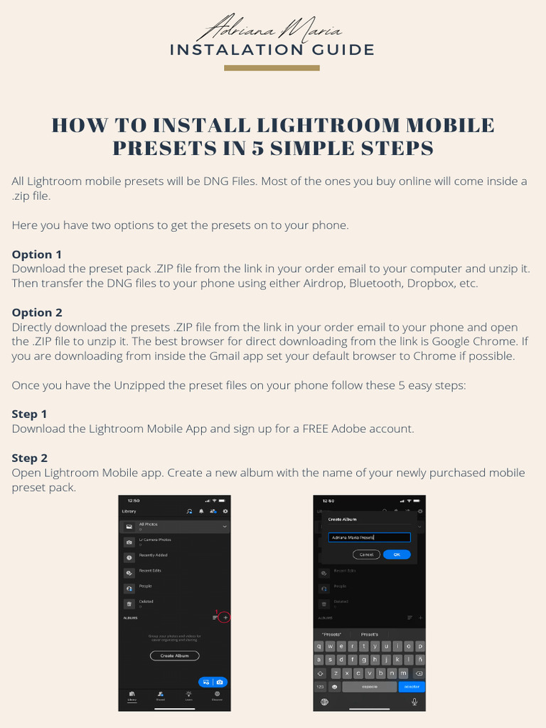Lightroom Mobile Preset Setup Guide | PDF