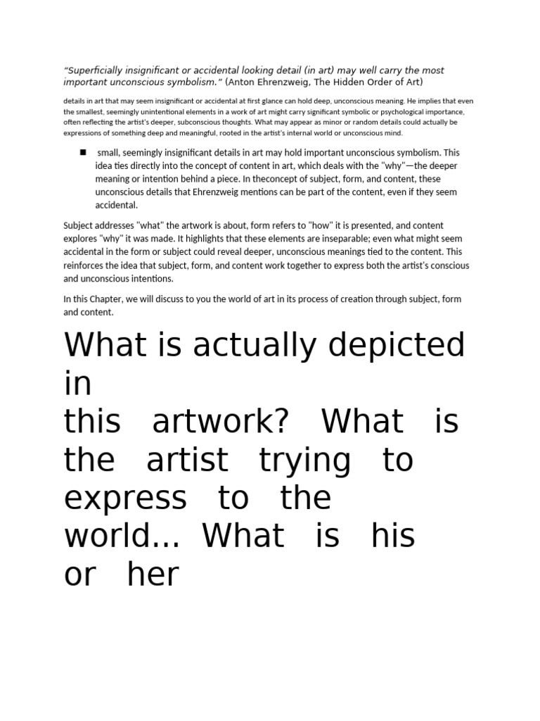 SUBJECT.FORMS,CONTENT | PDF | Unconscious Mind | Abstract Art