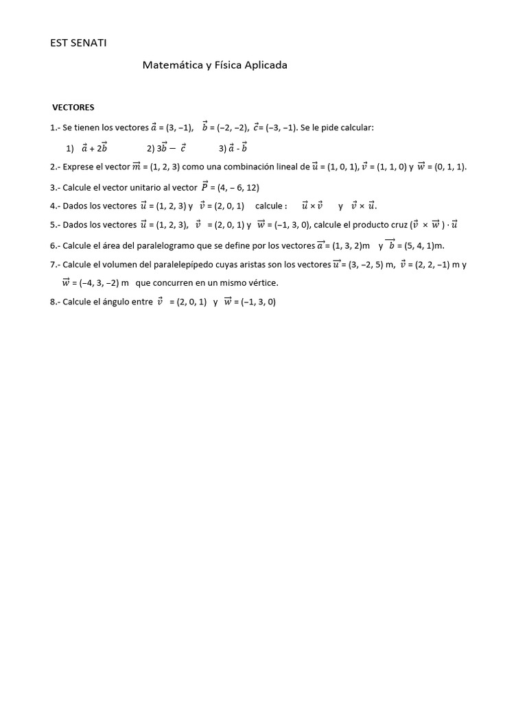 Ejerc de Vectores Con Operaciones | PDF