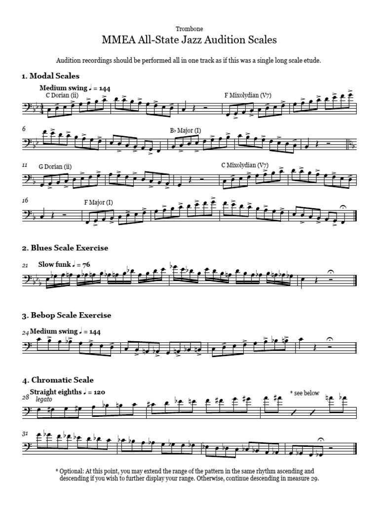 MMEA Jazz Audition Scale Exercises | PDF | American Popular Music ...