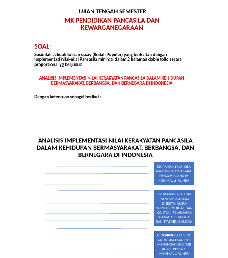 SOAL UTS PANCASILA | PDF
