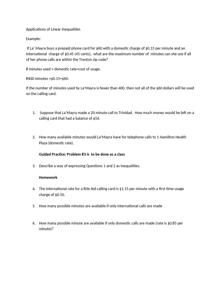 Applications of Linear Inequalities_Abridged | PDF