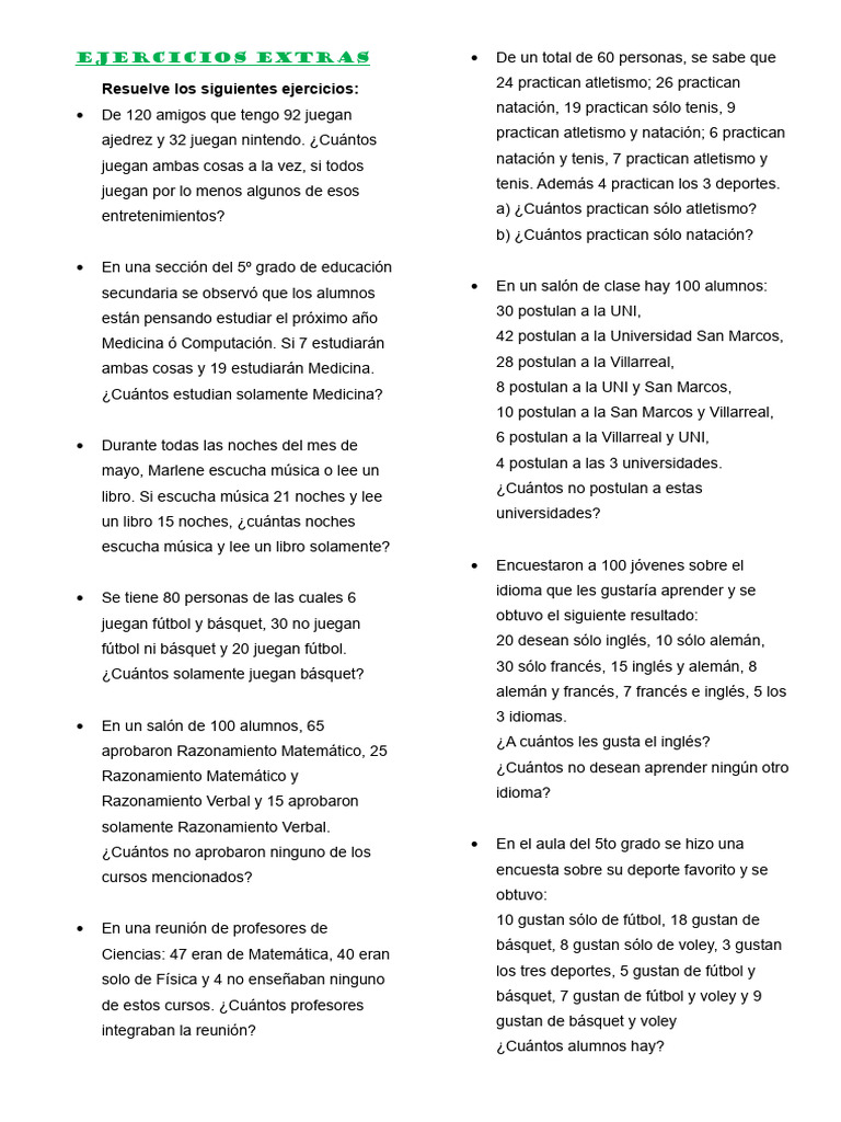 Ejercicios Extras | PDF