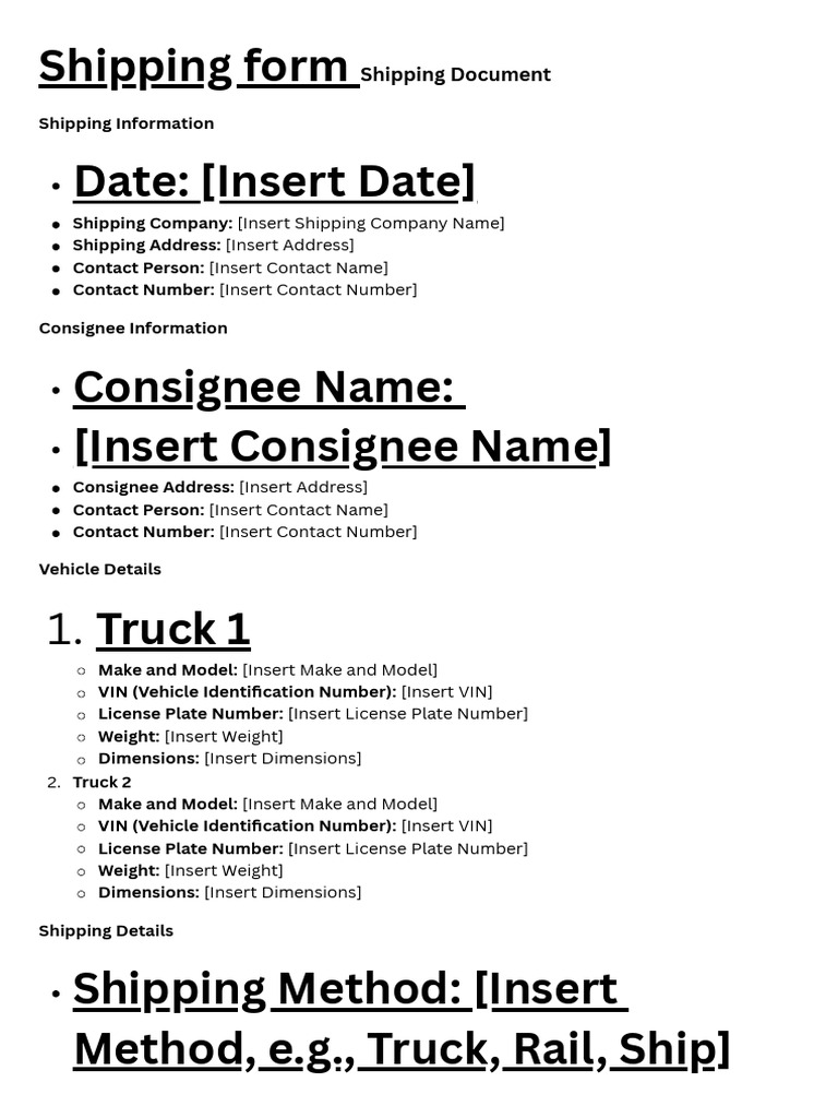 Shipping Form PDF | PDF