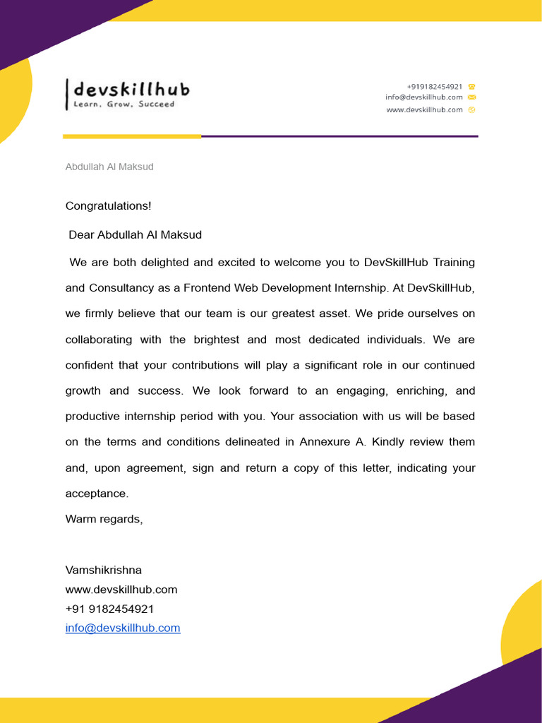 Offer - Letter - Abdullah Al Maksud | PDF