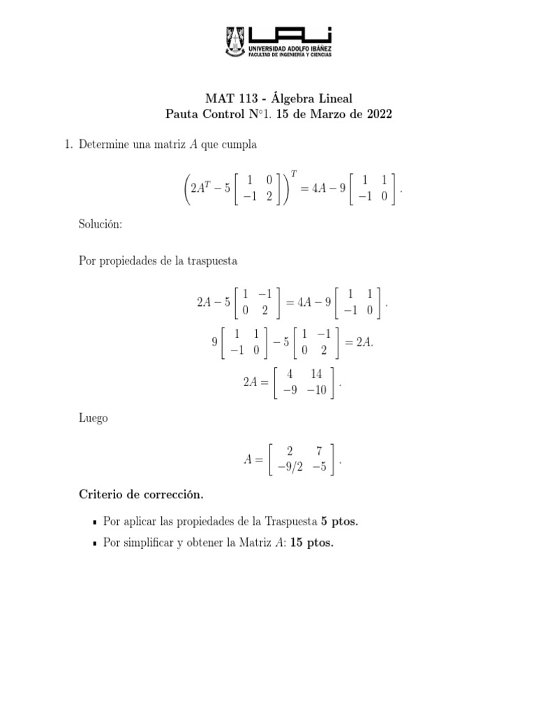 Álgebra Lineal: Matrices y Idempotencia | PDF | Matriz (Matemáticas ...