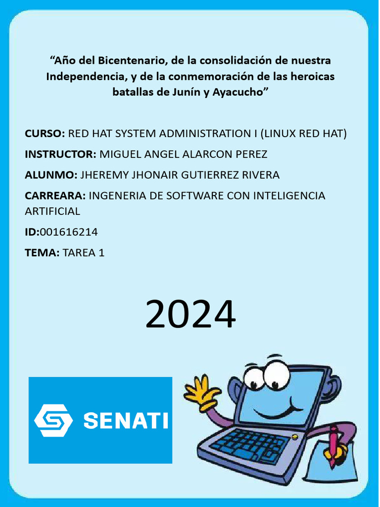 Tarea1red Hat System Administration I (Linux Red Hat) | PDF