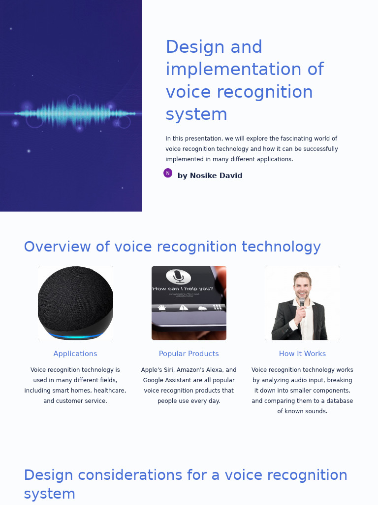 Design and Implementation of Voice Recognition System | PDF | Speech ... Design and Implementation of Voice Recognition System | PDF | Speech ...