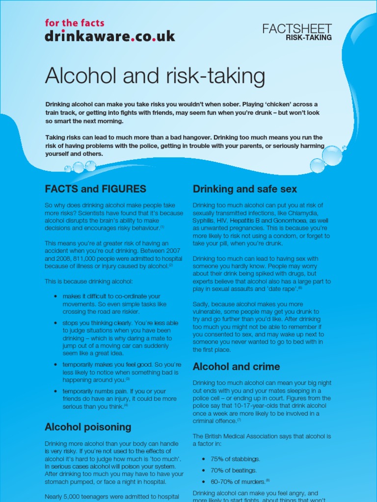 Alcohol and Risk Taking | PDF | Alcohol Intoxication | Alcoholism