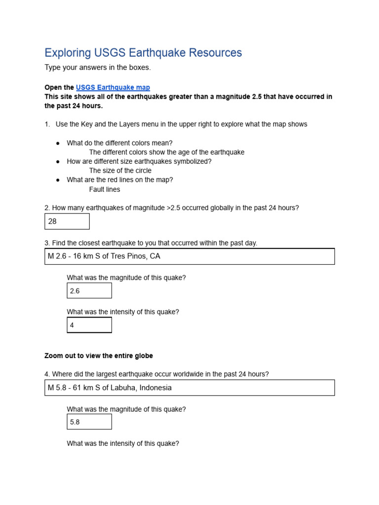 Earthquakes Worksheet | PDF | Earthquakes | Geology