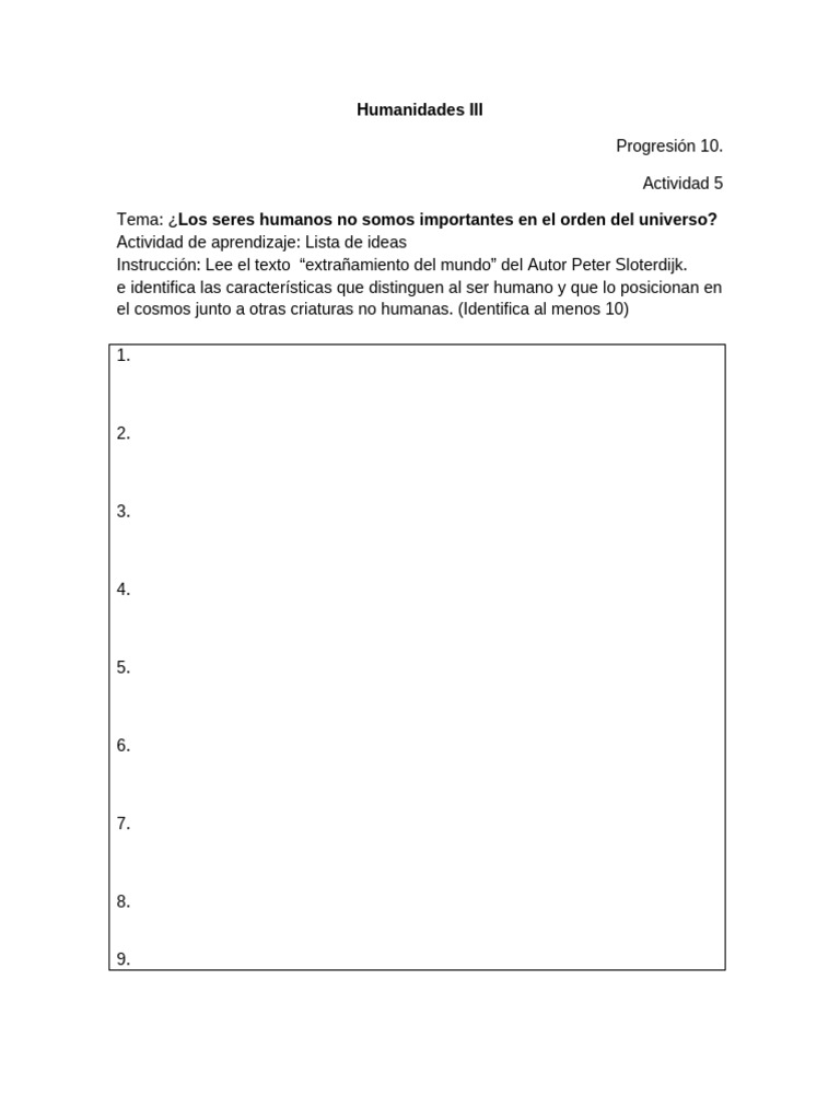 Humanidades III Act 5 | PDF