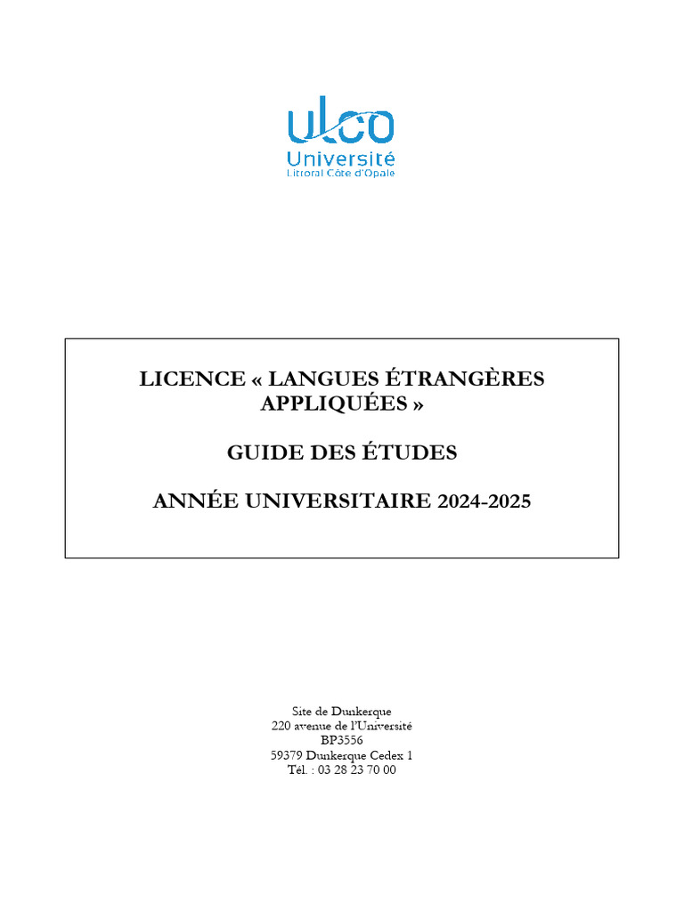 guide-des-etudes-LEA-Dunkerque-2024-2025 | PDF | Enseignement des ...